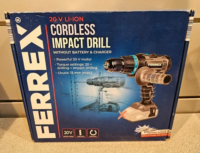 FERREX 20 V LI-ION Cordless Impact Drill With 1 x 2.0ah 20v Battery (No ...