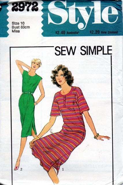 1980S STYLE SEWING Pattern 2972 Misses Sew Simple Casual Tee Shirt ...