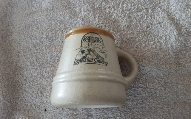 SMALL CORNISH SCRUMPY Mug " Legless But Happy " Used. 3 1/4" X 3 1/4" £ ...