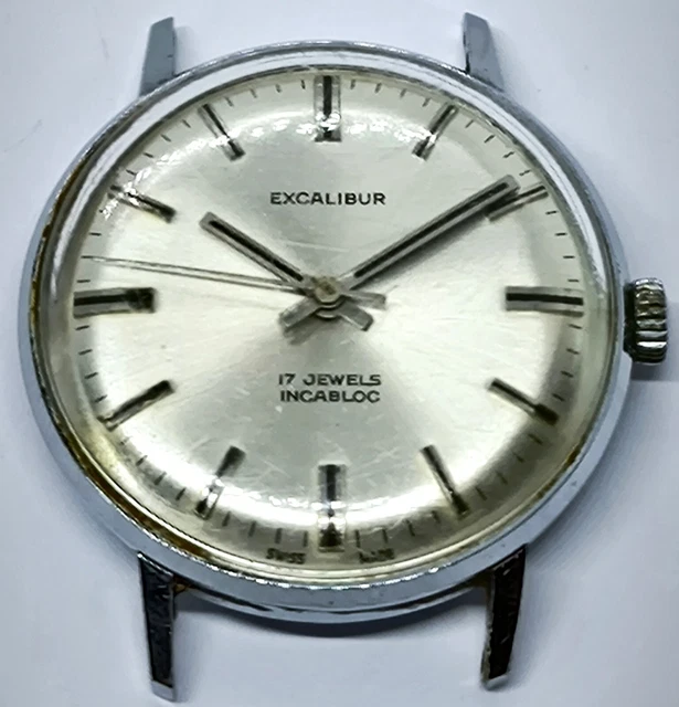 VINTAGE MEN'S EXCALIBUR 17 Jewels, Incabloc, Mechanical Watch, Working ...