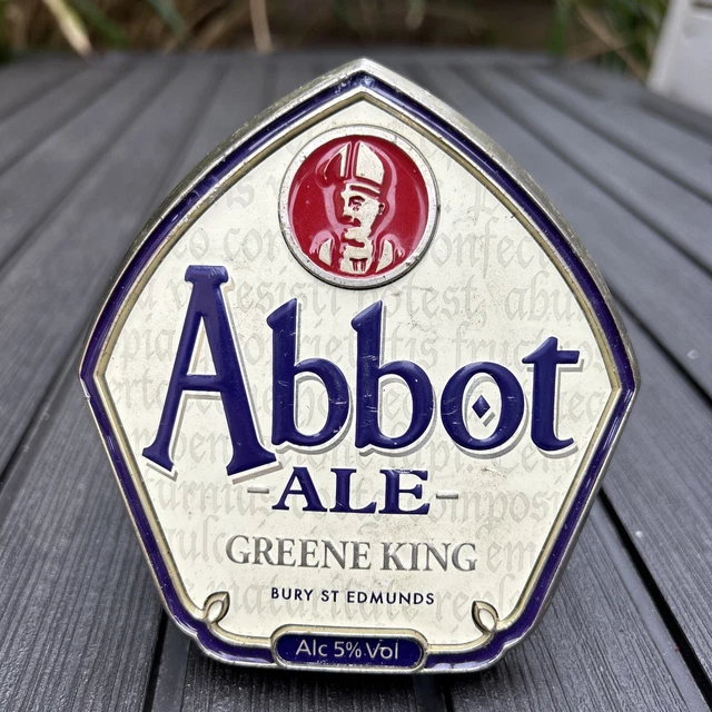 ABBOT ALE BEER Greene King Brass Pump Plaque Clip Sign Display Man Cave ...