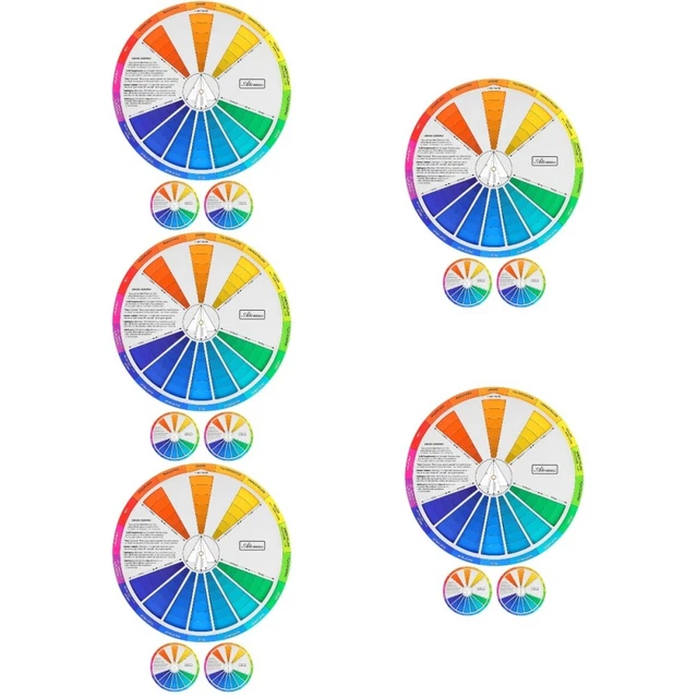 5 PACK COLOR Learning Chart Wheel Guide Paint Colour Standard Card Mix ...