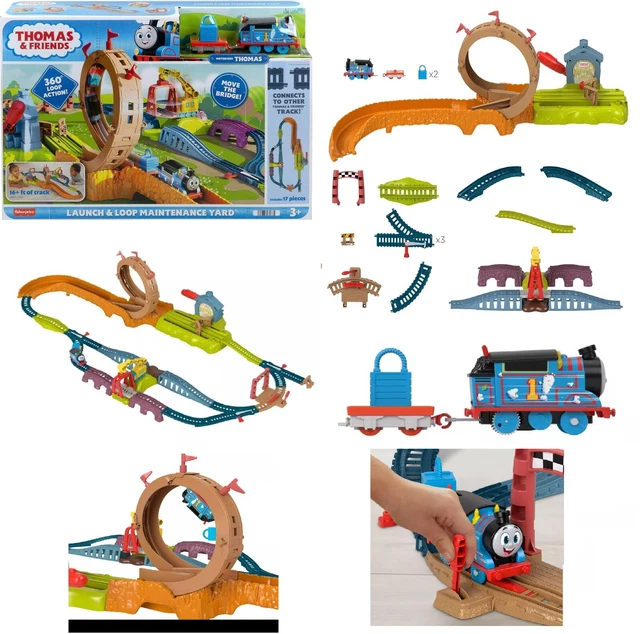 THOMAS & FRIENDS Launch & Loop Maintenance Yard Carly the Crane Train ...