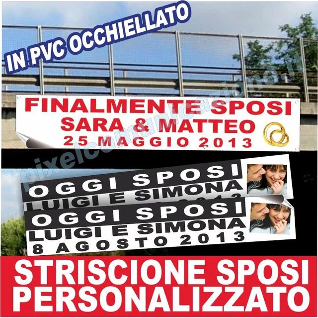 STRISCIONE BANNER SPOSI Matrimonio Personalizzati Scherzo Con Foto ...