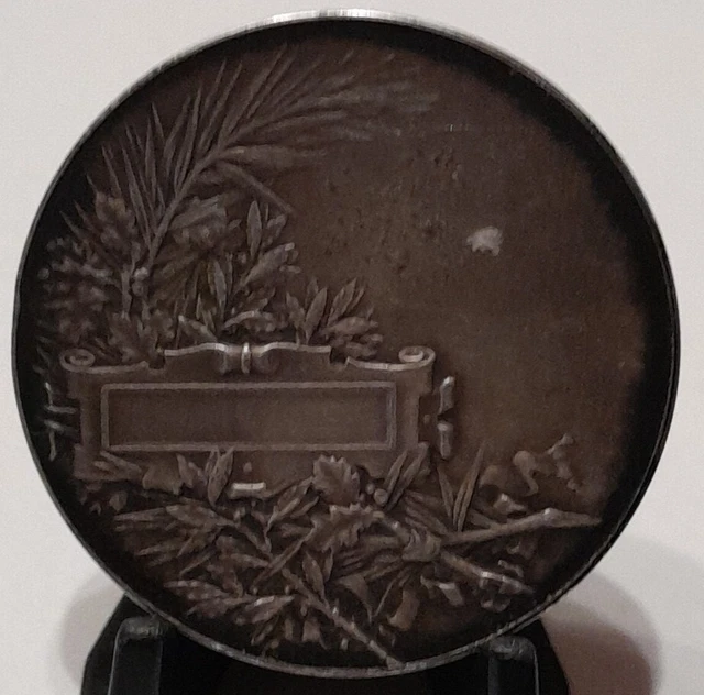 MÉDAILLE BRONZE ARGENTÉ femme nue Art Nouveau& soldat PATRIA Ch Pillet ...
