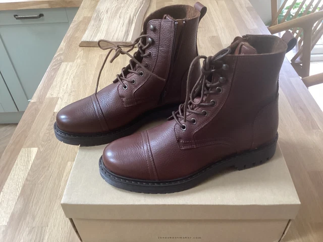 JONES BOOTMAKER EMBANKMENT Leather Lace-Up Boots, Brown grain Size 9 £ ...
