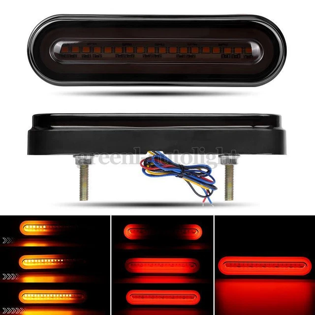 2PC TRAILER TRUCK LED Tail Brake Light Amber Red Flowing Turn Signal ...