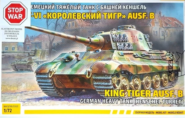 MODELL ZUM KLEBEN Konig Tiger Ausf. B Maßstab 1:72 + Farben, Grundlack ...