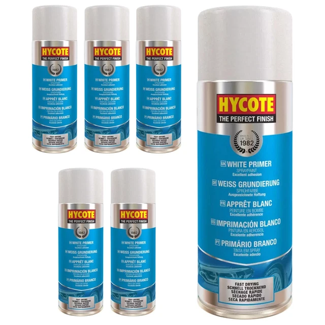HYCOTE WHITE PRIMER Multi-Purpose Aerosol Spray Paint Fast Drying 400ml ...