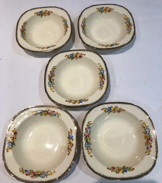 5 ALFRED MEAKIN 1930's Art Deco Royal Marigold Desert Bowls £45.98 ...