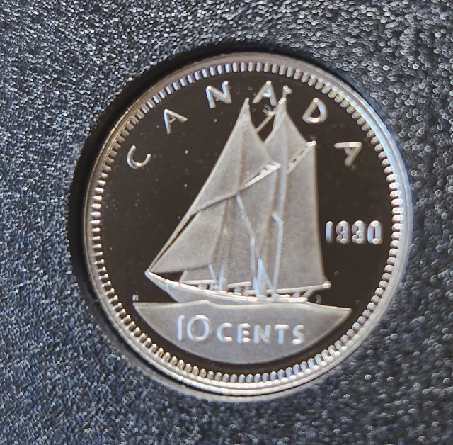 1990 CANADA CLASSIC Bluenose design proof finish 10 cent from set ...