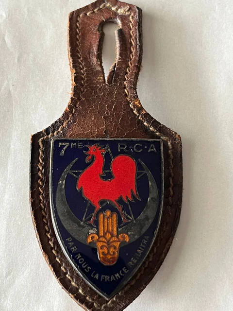 INSIGNE 7° RCA Régiment Chasseurs d'Afrique avec son cuir d'originesur ...