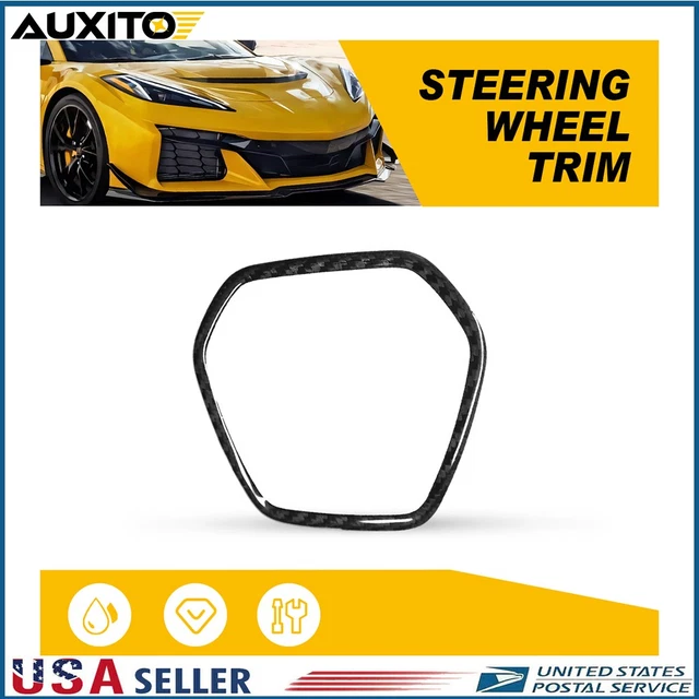 FOR CORVETTE C8 2020-2025 Carbon Fiber Steering Wheel Frame Trim Cover ...