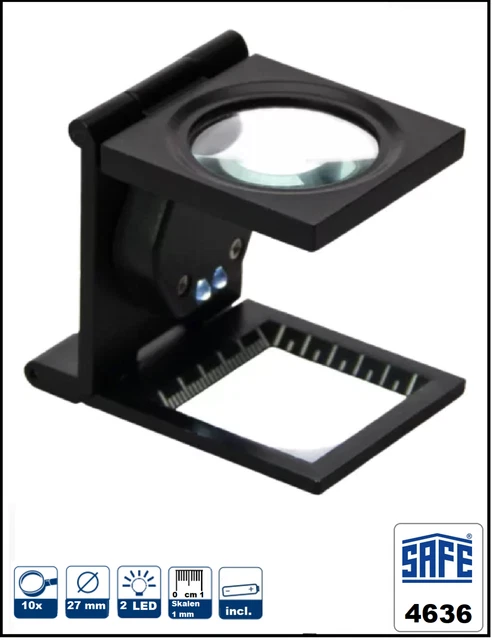 SAFE-4635-STANDLUPE-FADENZÄHLER-MIDI-LUPE-LED LINSE-15MM-FOCUS 10-FACH ...