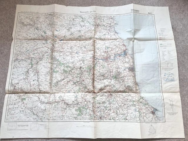ORIGINAL WW2 GERMAN INVASION / AIRFORCE MAP Of NEWCASTLE UPON TYNE 1938 ...
