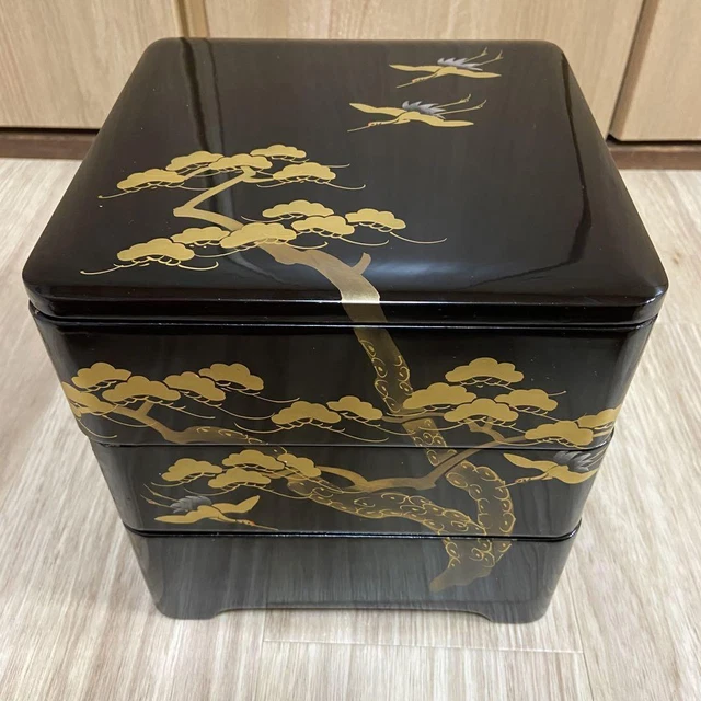 JAPANESE JUBAKO BOX Osechi Lacquerware Box, Three-Tiered Two-Tiered ...
