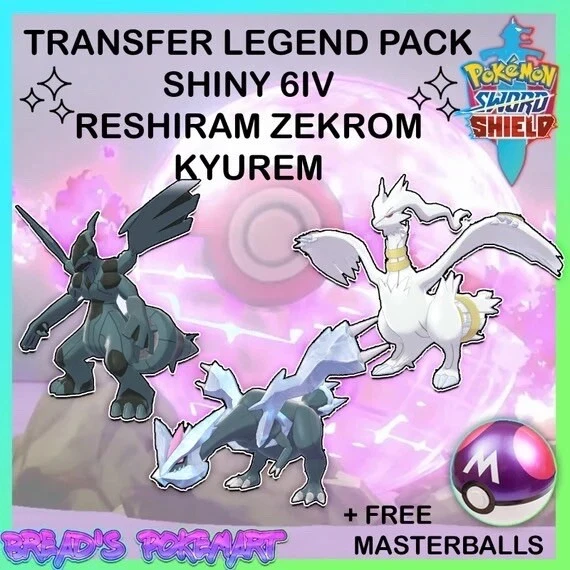 POKÉMON ÉPÉE/BOUCLIER LEGEND PACK SHINY 6IV, RESHIRAM ZEKROM KYUREM + MASTERBALL EUR 6,00 ...