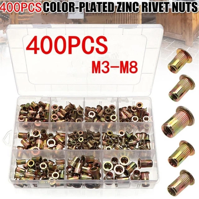400PCS M3 M4 M5 M6 M8 Rivet Nuts Assortment Threaded Insert Nut Kit ...