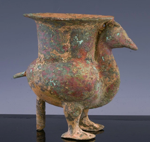 IMPORTANT CHINESE ARCHAIC Bronze Duck From Beaker Vessel Jia Zhou ...