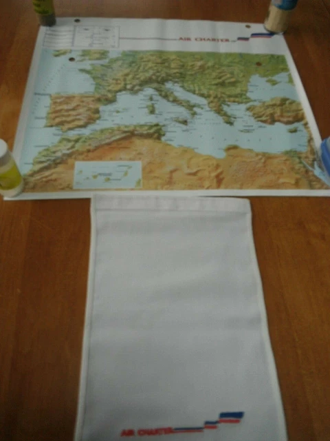 AIR CHARTER TETIERE Tissu Siege Avion+ Carte Plan De Vol Cabine Avion ...