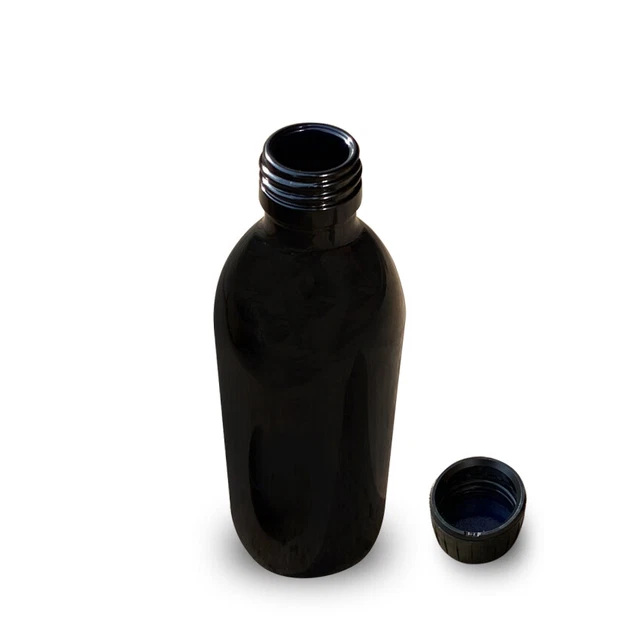 MIRON GLASS BOTTLE (DARK VIOLET GLASS) 250ml with WOODEN ECO LID (x1) £ ...