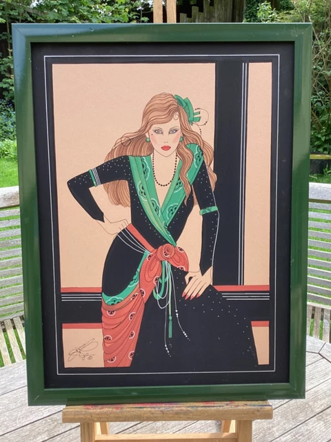 RARE ORIGINAL ARTIST L J Green, four Art Deco style fashion studies ...