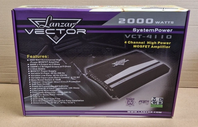 LANZAR VECTOR VCT4110 - 4 Channel 2000w Bridgeable Car Amplifier Amp £ ...