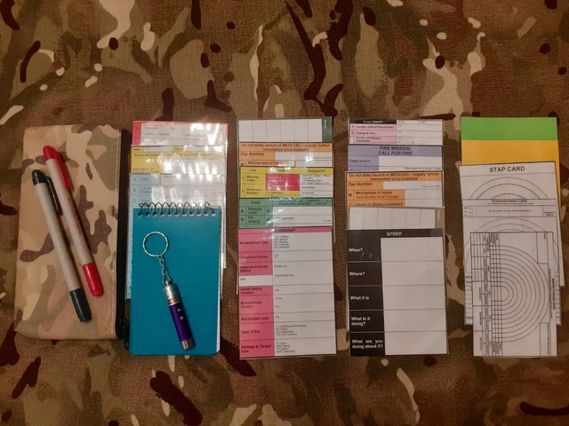COMMANDERS AIDE MEMOIRE Crib Cards x 14, with Multicam MTP Pouch Army ...