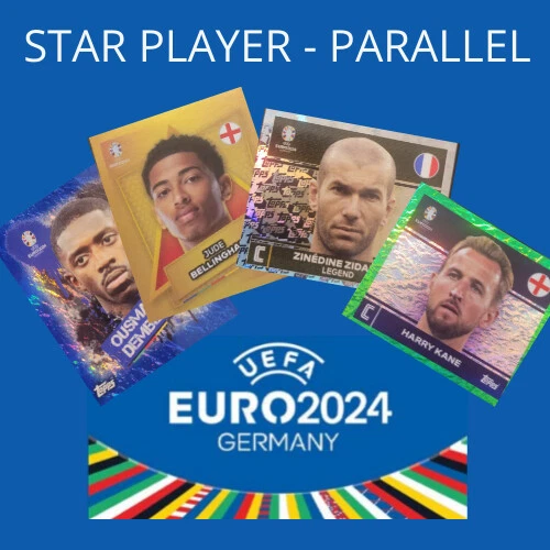 EURO 2024 GERMANY - UEFA TOPPS Stickers - PARALLEL + STAR PLAYERS $6.61 ...