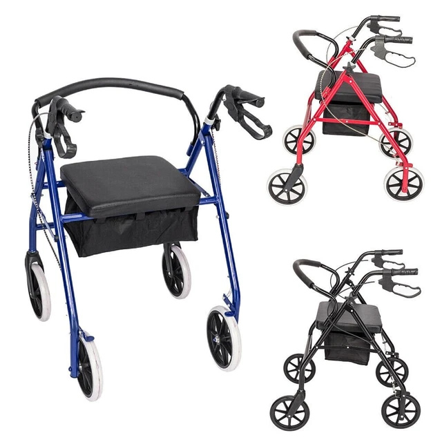 PORTABLE ROLLATOR DISABILITY Aid 4 Wheel Mobility Walker Chair with ...