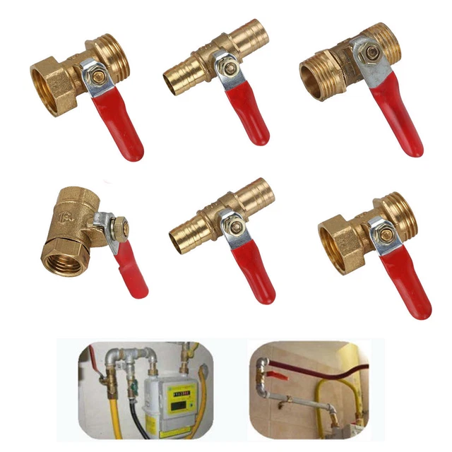6/8/10/12MM BARB LEVER Handle Brass Water/Air Gas Fuel Line Shut-off ...