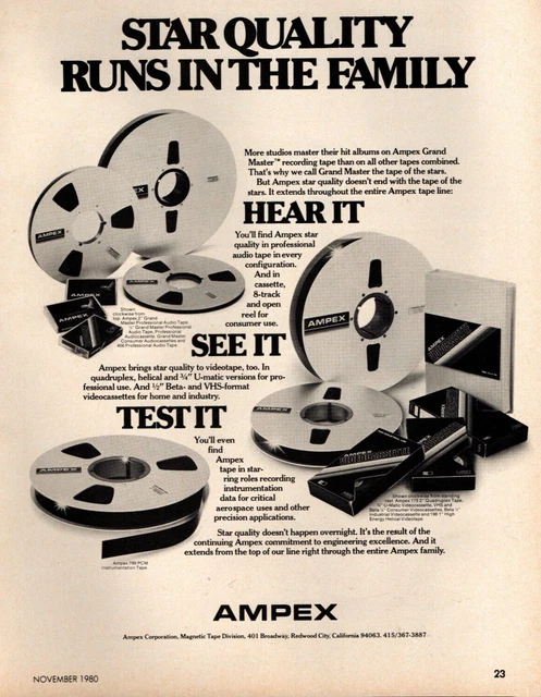 VTG 70S 80S AMPEX ANALOG TAPE MAGAZINE PRINT AD Open Reel Recording ...