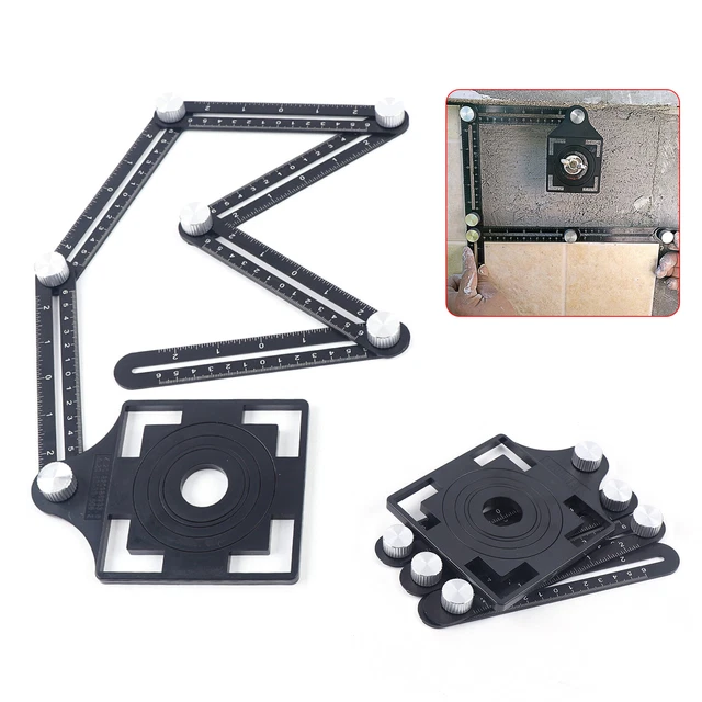 12 FOLDING CERAMIC Tile Hole Locator Adjustable Multi-Angle Ruler Alloy ...