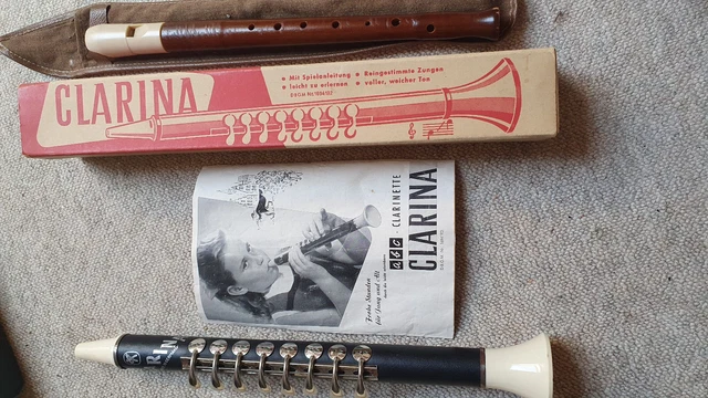 SEHR ALTE SCHWARZE Hohner Clarina + original Karton mit Anleitung und ...