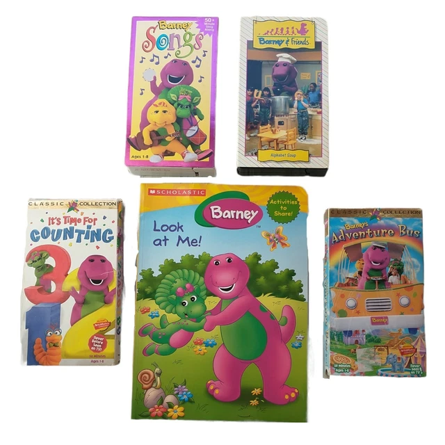 BARNEY FRIENDS SONGS Alphabet Soup Counting Adventure Bus VHS Coloring ...