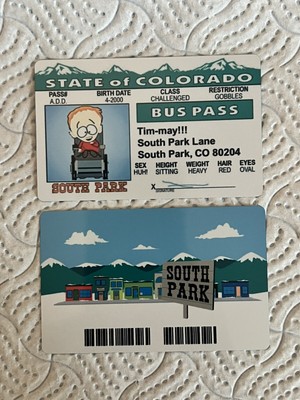 SOUTH PARK BUS Pass - ID Card - Novelty Fun Gift - Aluminium - Tim-May ...