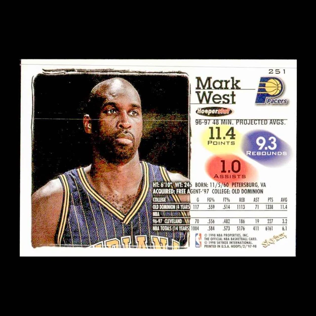 MARK WEST 1998-99 Hoops Indiana Pacers #251 R331E 77 EUR 1,75 - PicClick FR