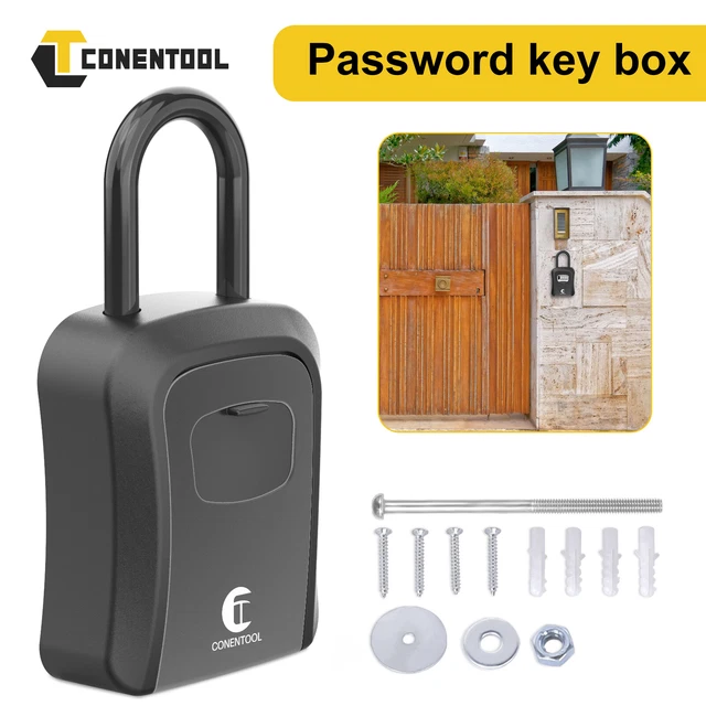 WALL-MOUNTED KEY SAFE Lock Box 4 Digit Code Lockbox Hanging Password ...
