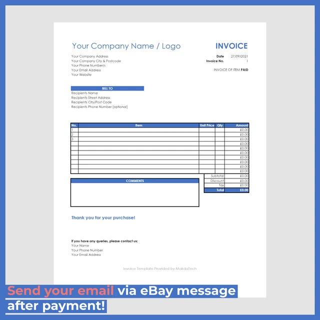 UNIT PRICE SALES Invoice / Receipt Template 2024 | Microsoft Excel ...