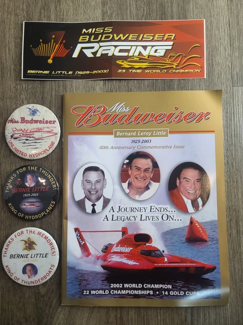 BERNIE LITTLE HYDROPLANE 2003 Miss Budweiser Magazine / Program/pin lot ...