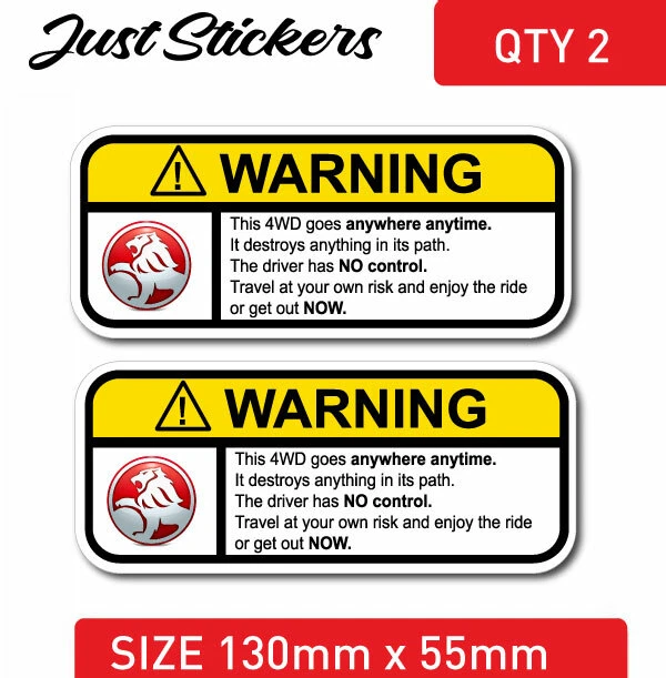 FUNNY WARNING 4X4 Holden warning sticker Car-sticker--bumper-sticker ...