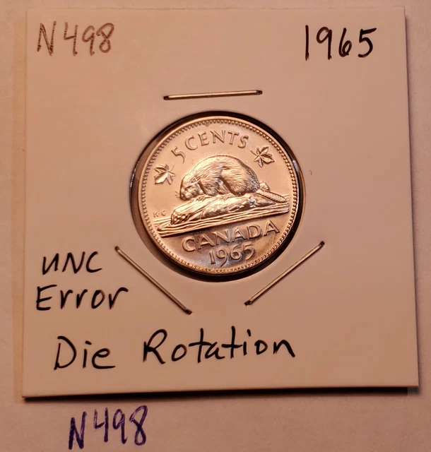 ERROR 1965 CANADA 5 Cent Rotated Die Rotation Nickel UNC N498 $5.99 ...