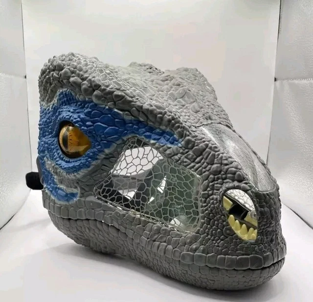 JURASSIC WORLD PARK Chomp N Roar Mask Velociraptor Raptor Blue Dinosaur ...
