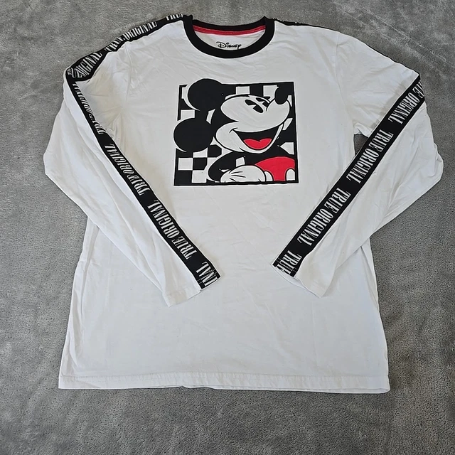 DISNEY MICKEY MOUSE Long Sleeve Shirt Womens Medium White Shoulder ...