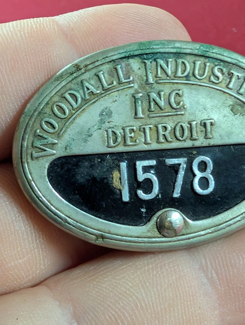 VINTAGE WOODALL INDUSTRIES INC Employee Badge Detroit Michigan MI Pin ...