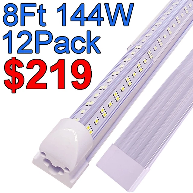 12PACK T8 8FT Led Tube Light Bulbs 144W Integrated Led Shop Light ...