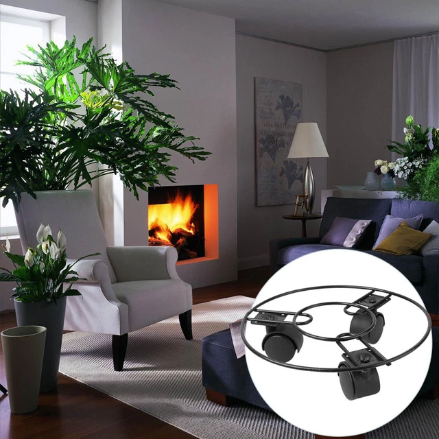 FLOWER POT TRAY Pulley Holder Planter Trolley Casters Coaster Moveable ...