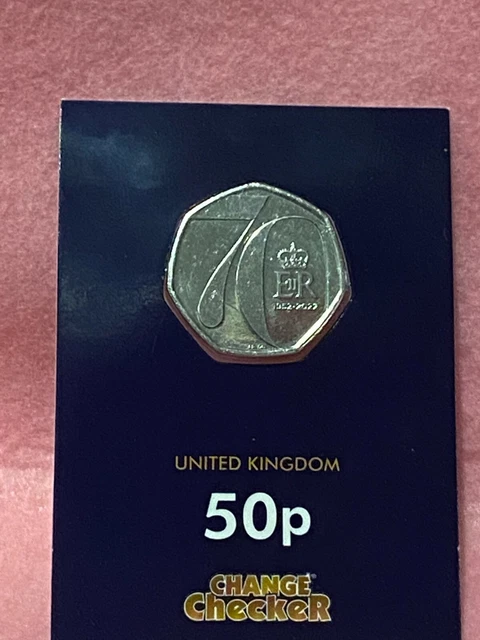 QUEEN PLATINUM JUBILEE 70th 50P Coin / 2022 UNCIRCULATED IN SEALED CARD ...