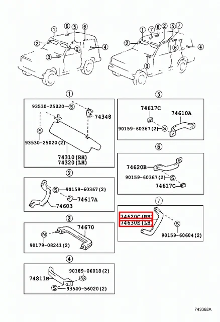 GENUINE LANDCRUISER 79 Series VDJ HZJ RH LH Interior B Pillar Roof Grab ...