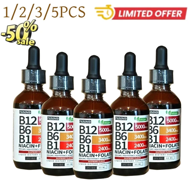 VITAMIN B12 AND B6 Liquid Drops B12 Sublingual B Complex -B12 5000mcg ...
